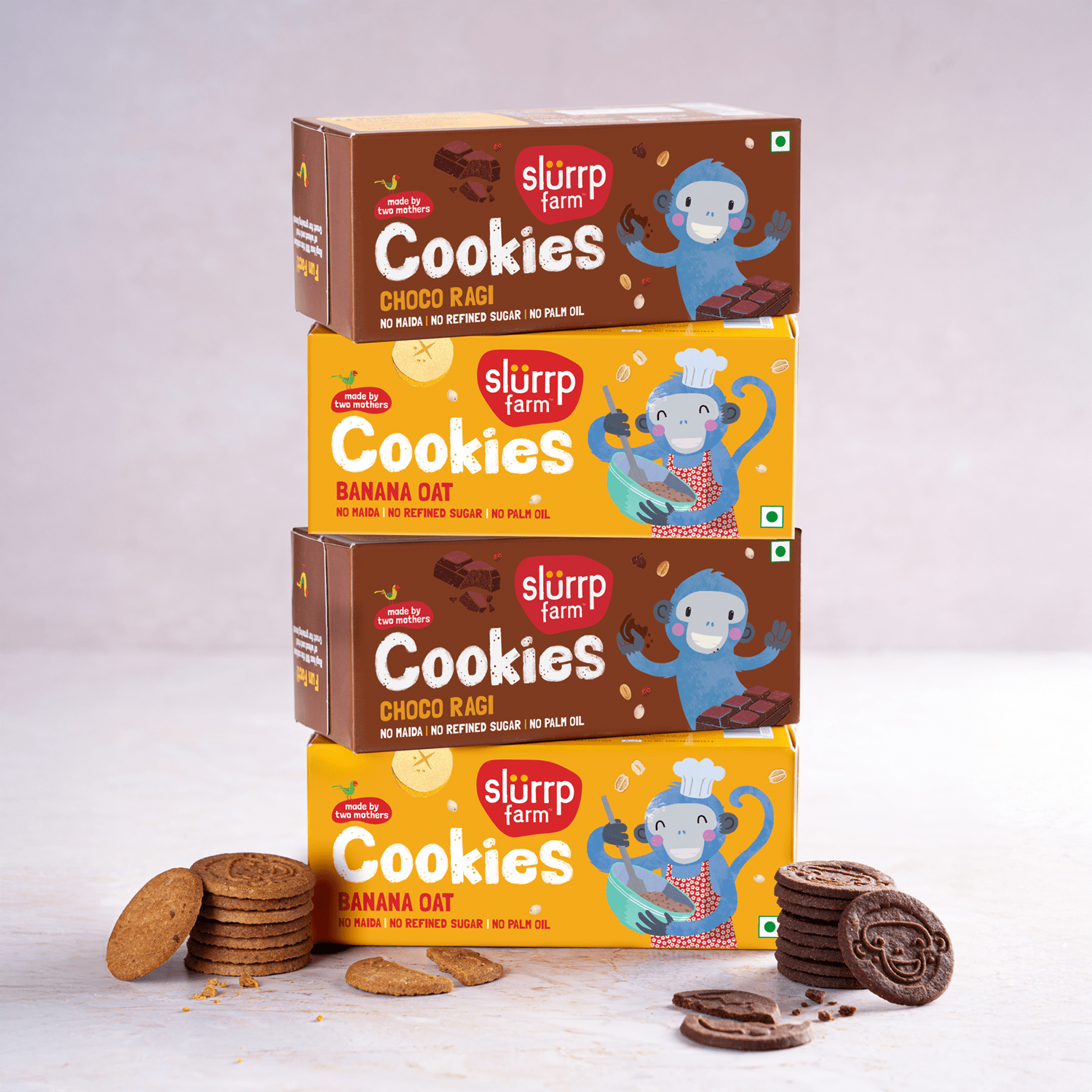 No Maida Choco Ragi and Banana Oat Cookie Combo Pack of 4